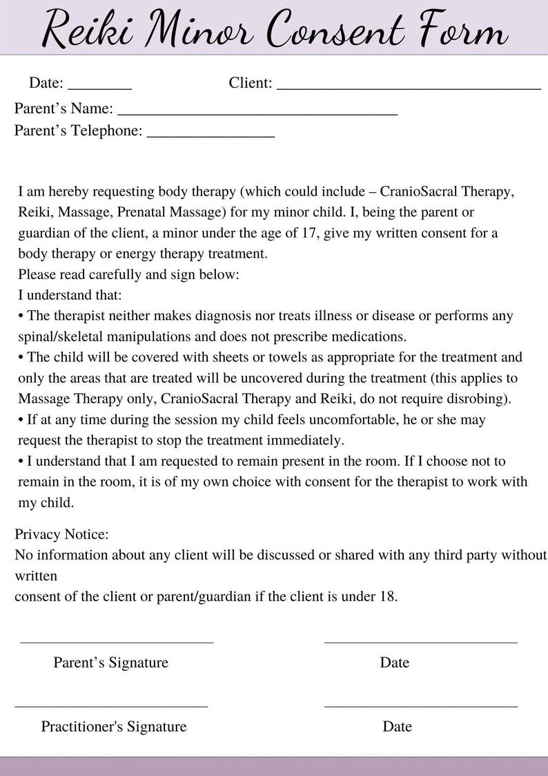 Reiki Client Intake Form | Printable Template Energy Healing Session ...