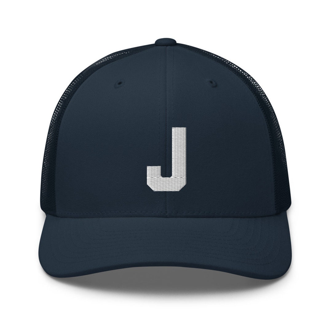 Letter J Trucker Hat LETTER Trucker Hat, Embroidered Trucker Hat ...