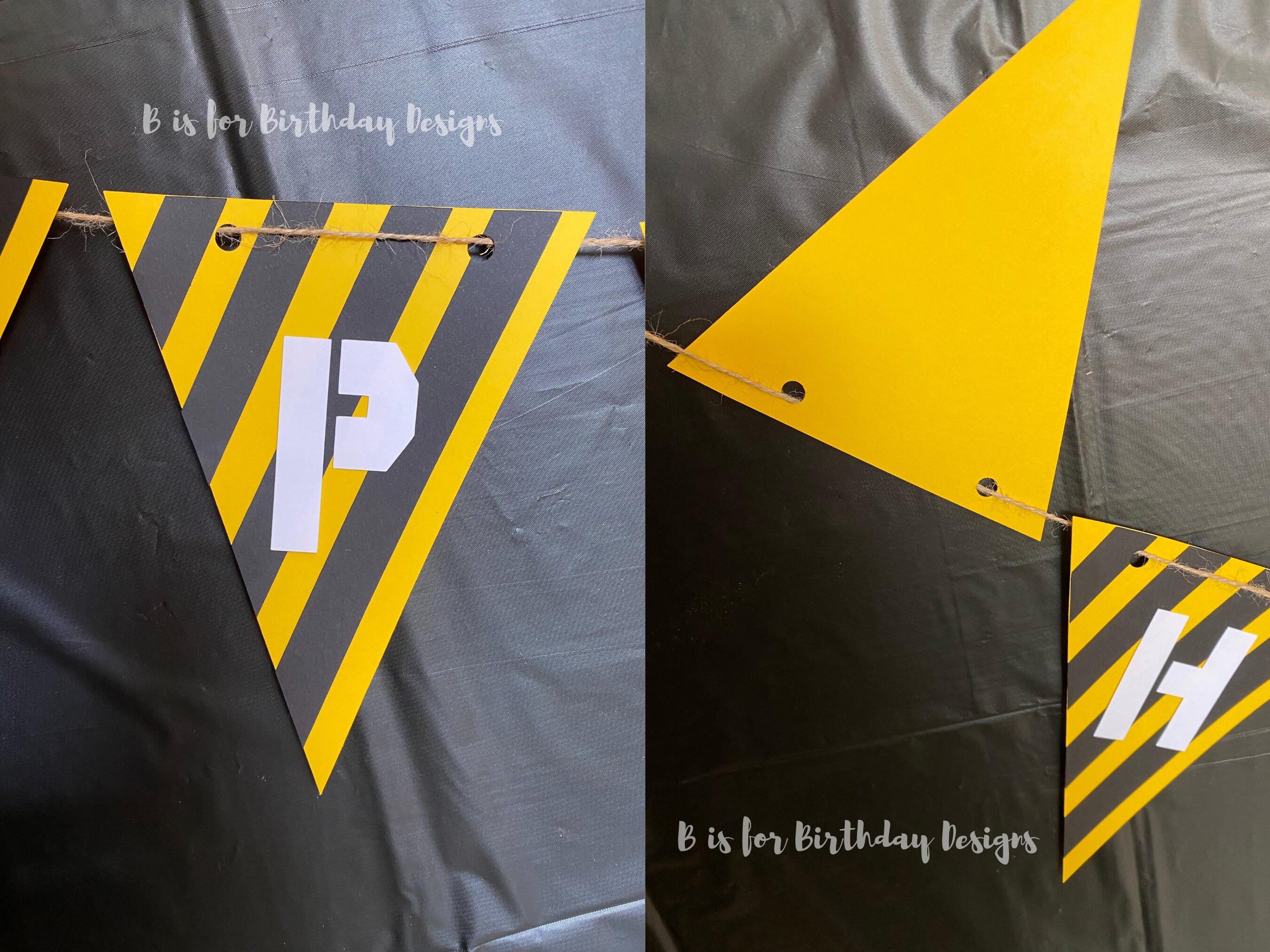 Construction Theme Birthday Party Pennant Banner, Caution Tape Birthday ...