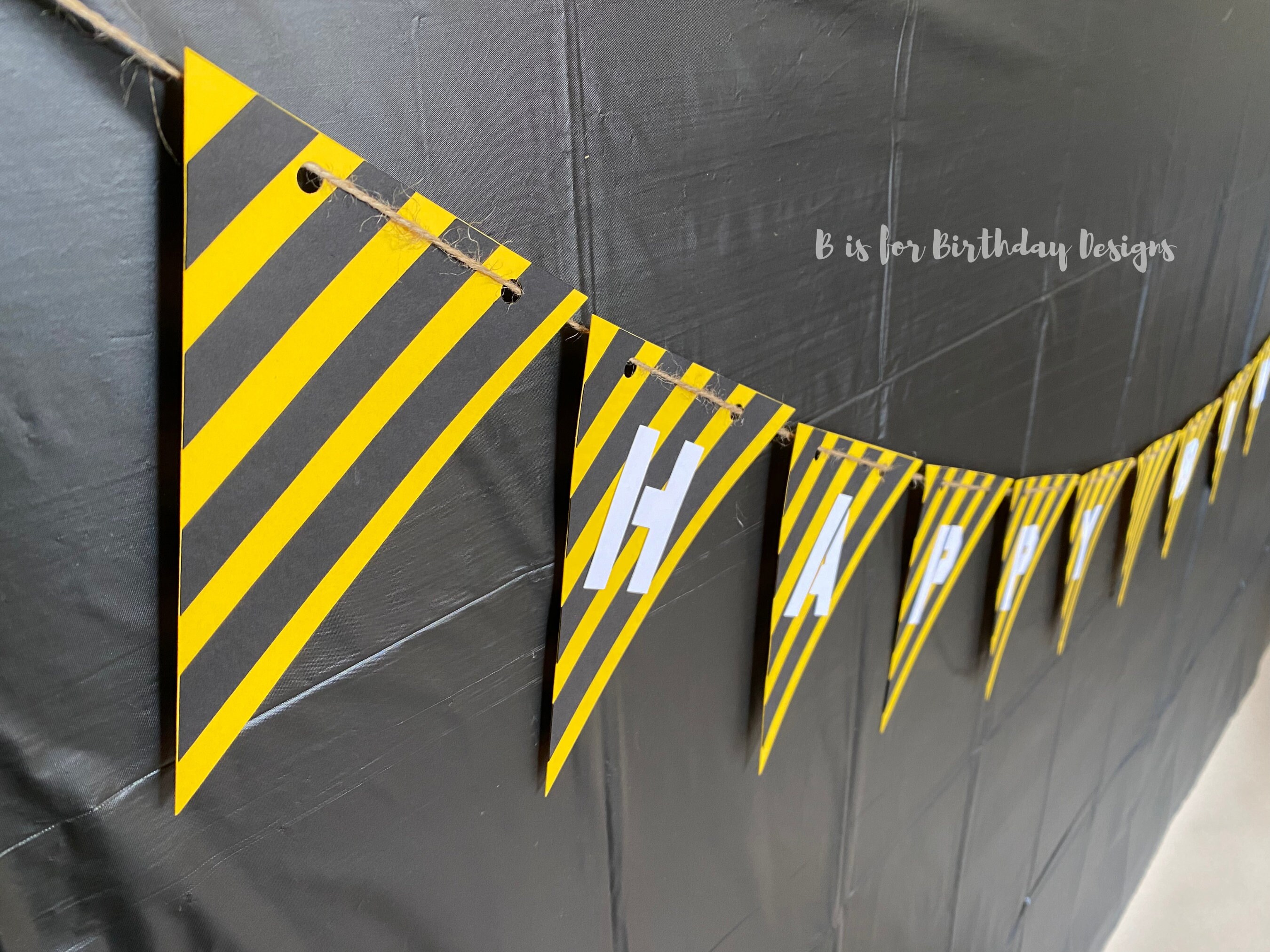 Construction Theme Birthday Party Pennant Banner, Caution Tape Birthday ...