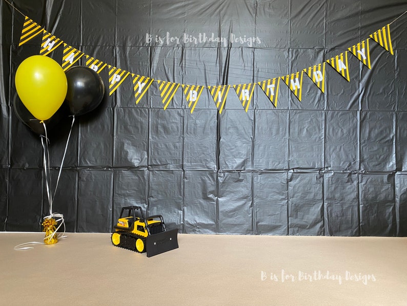 Construction Theme Birthday Party Pennant Banner, Caution Tape Birthday ...