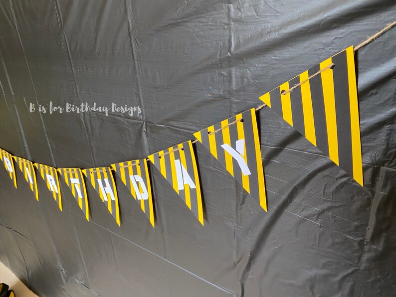 Construction Theme Birthday Party Pennant Banner, Caution Tape Birthday ...