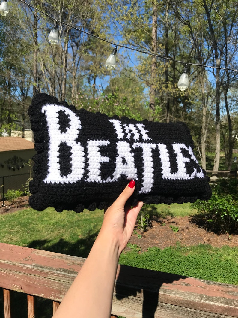 The Beatles Crochet 60's Vintage Inspired Pillow - Etsy