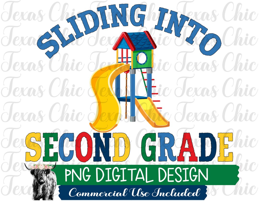 Sliding Into Second Grade Png, Sublimation Designs Downloads, Png ...