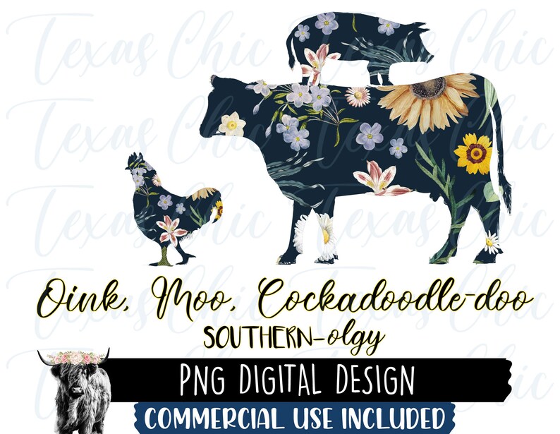 Oink Moo Cockadoodle-doo Southern-ology Sublimation - Etsy