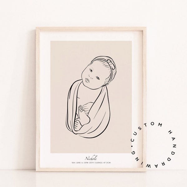 Baby Line Drawing - Etsy