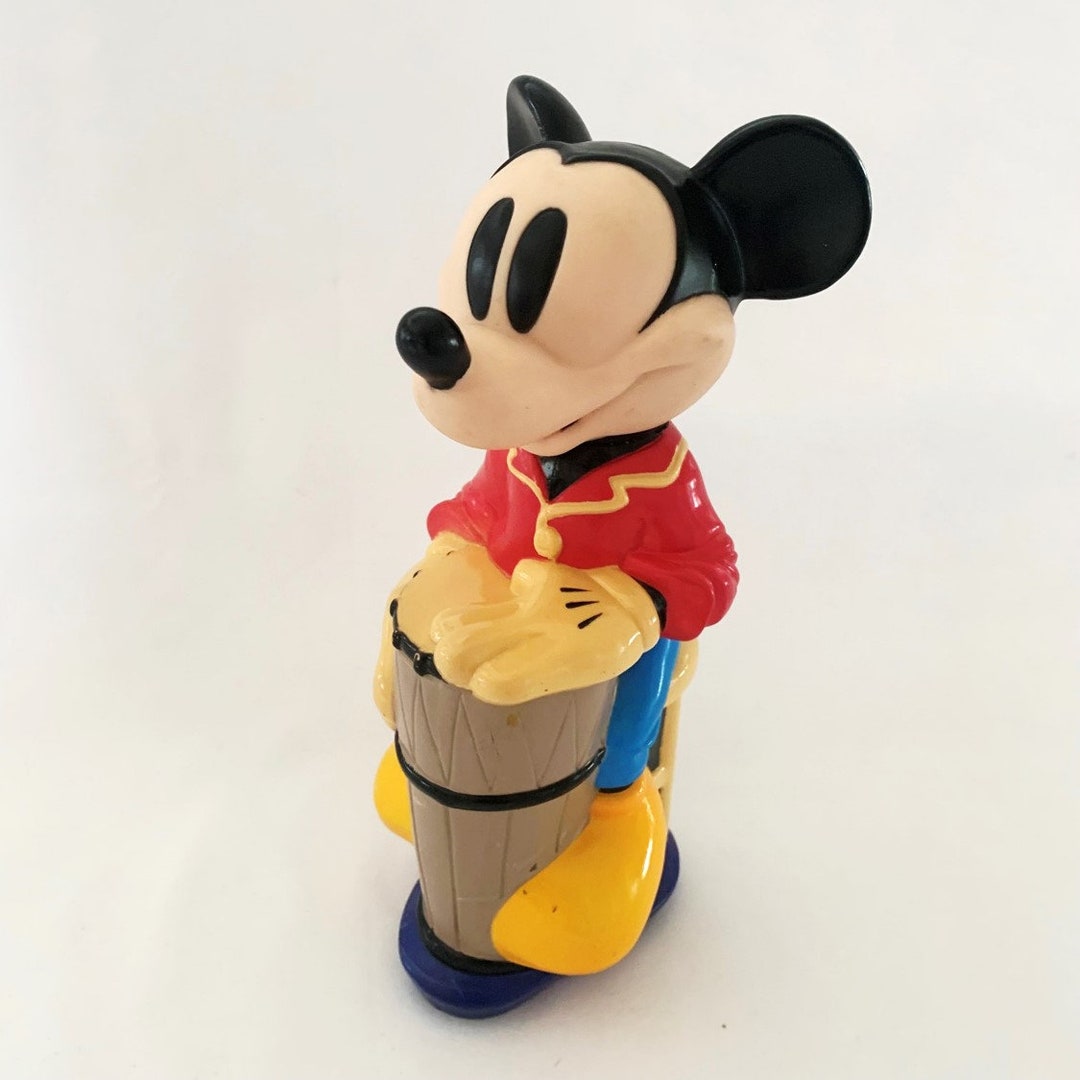 MICKEY MOUSE Bottle 10 Inches High Sitting on Stool Beating a Bongo ...