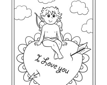 Happy Valentine's Day Coloring Page, Heart Coloring Page, Valentine ...