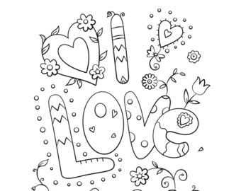 Happy Valentine's Day Coloring Page, Heart Coloring Page, Valentine ...