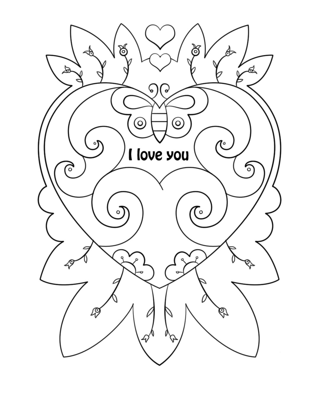I Love You Coloring Page, Valentine's Day, Fun Coloring Page, Valentine ...
