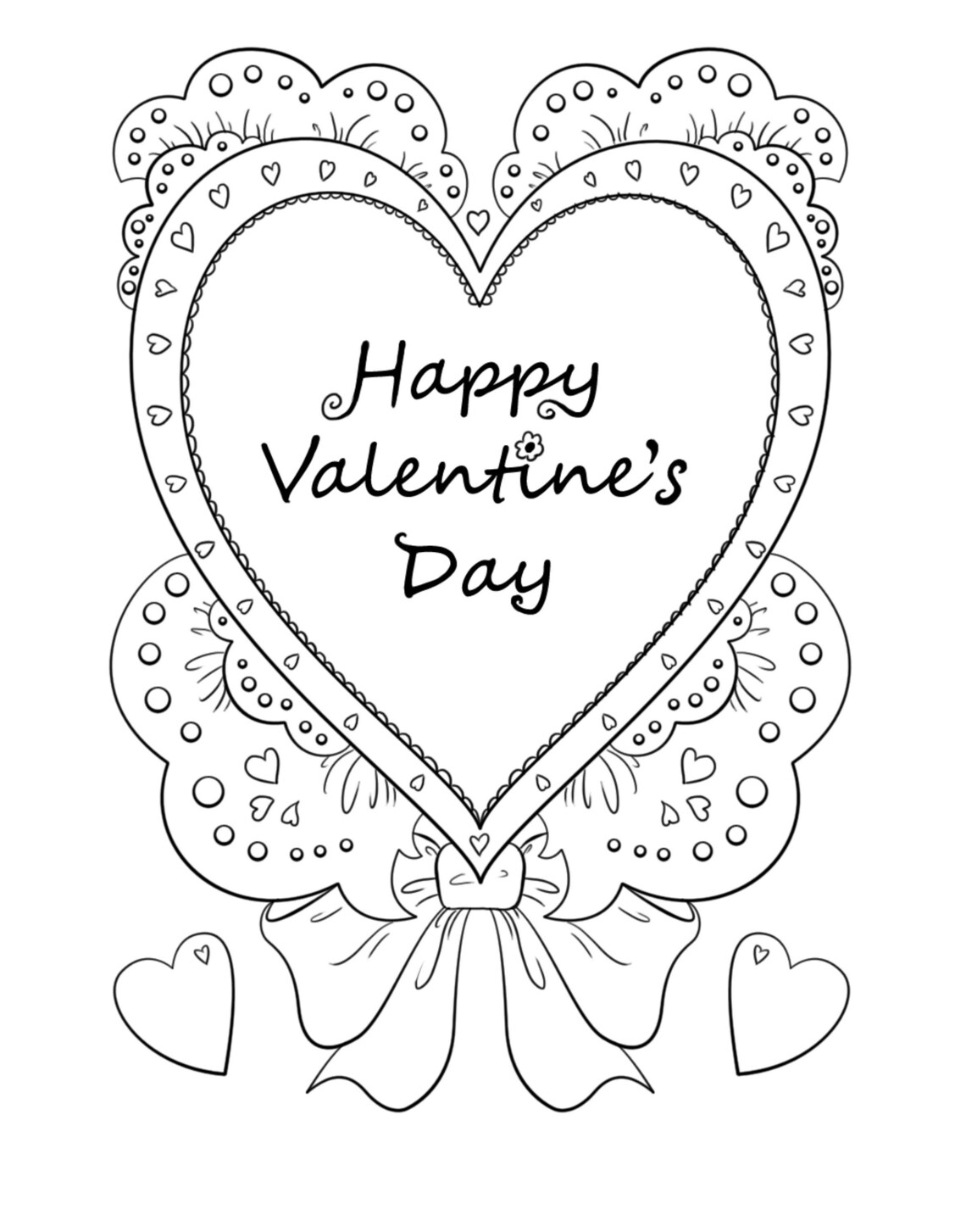 Happy Valentine's Day Coloring Page, Heart Coloring Page, Valentine ...