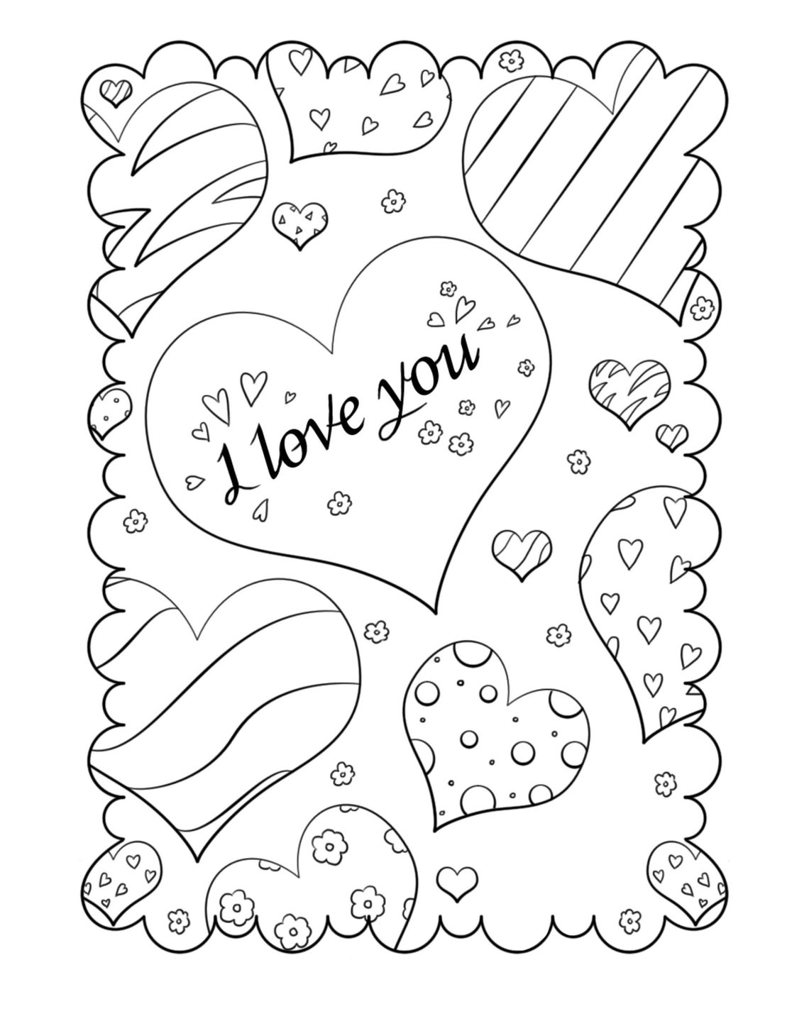 Valentine's Day Coloring Page, I Love You, Fun Coloring Page, Valentine ...