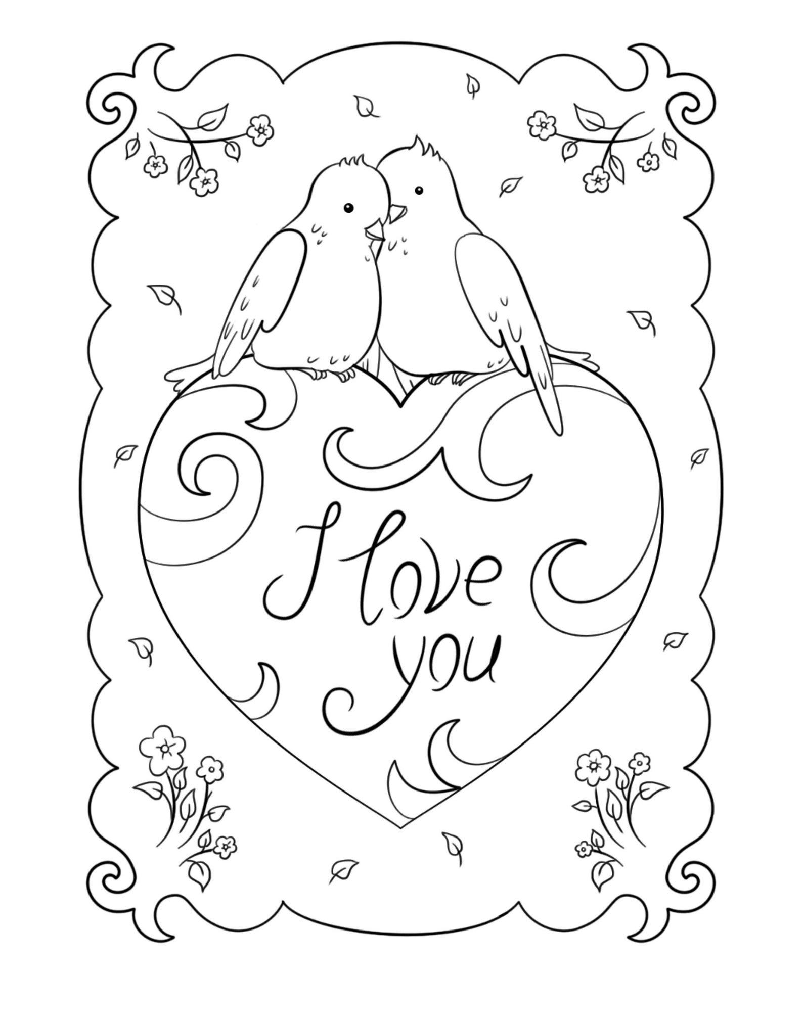 Valentine's Day Coloring Page, I Love You, Valentine Coloring Sheet ...