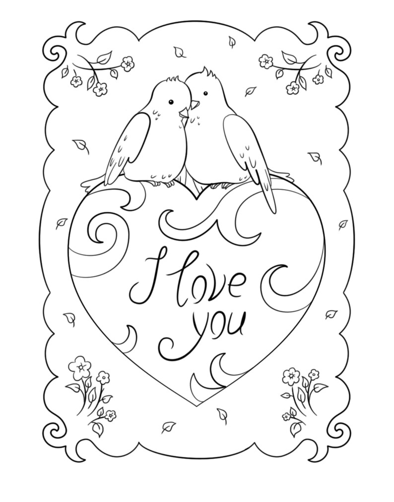 Valentine's Day Coloring Page, I Love You, Valentine Coloring Sheet ...