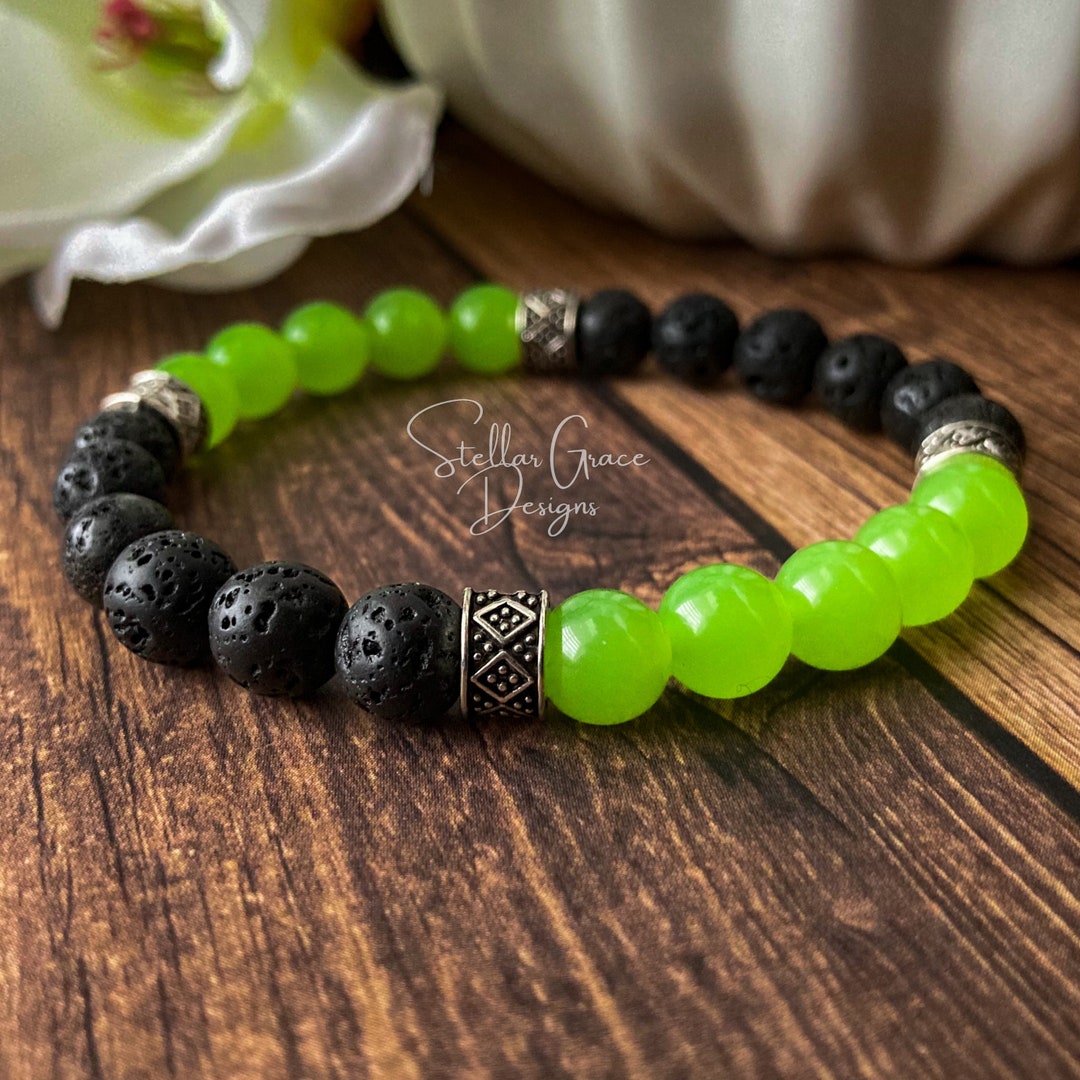 Lime Green Lava Stone Awareness Bracelet| Muscular Dystrophy, Lymphoma ...