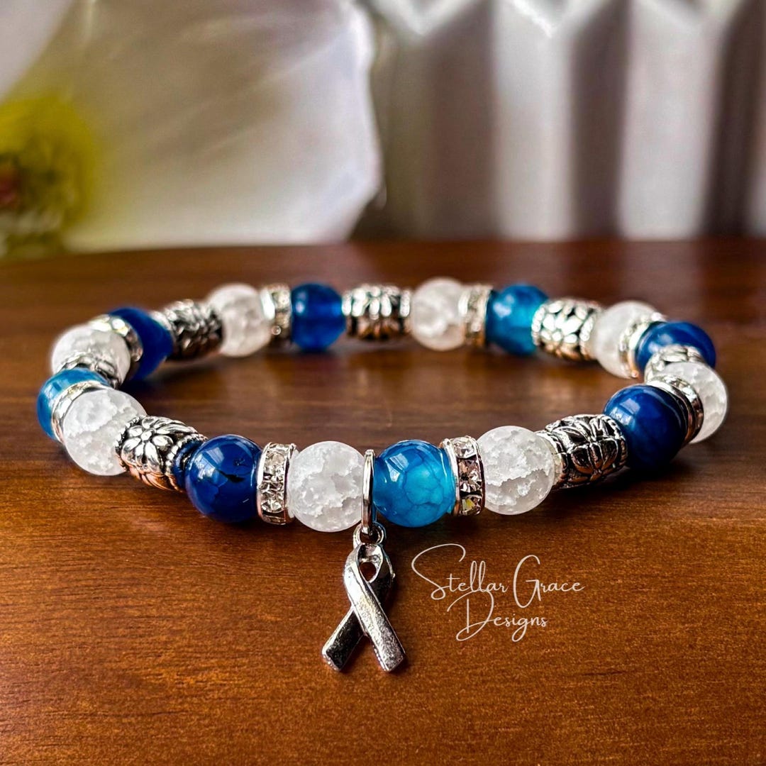 ALS Awareness Bracelet| Lou Gehrig’s Disease Support| Blue Agate ...