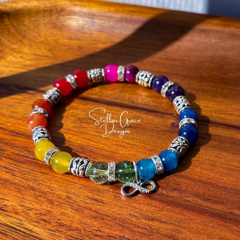 Autism & Neurodiversity Acceptance Rainbow Bracelet| 8mm Gemstone Beads ...