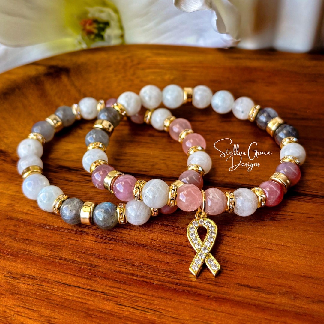 The Hope Bracelet| Cancer & Chronic Illness Warrior| Rainbow Moonstone, Rose Quartz, Labradorite ...