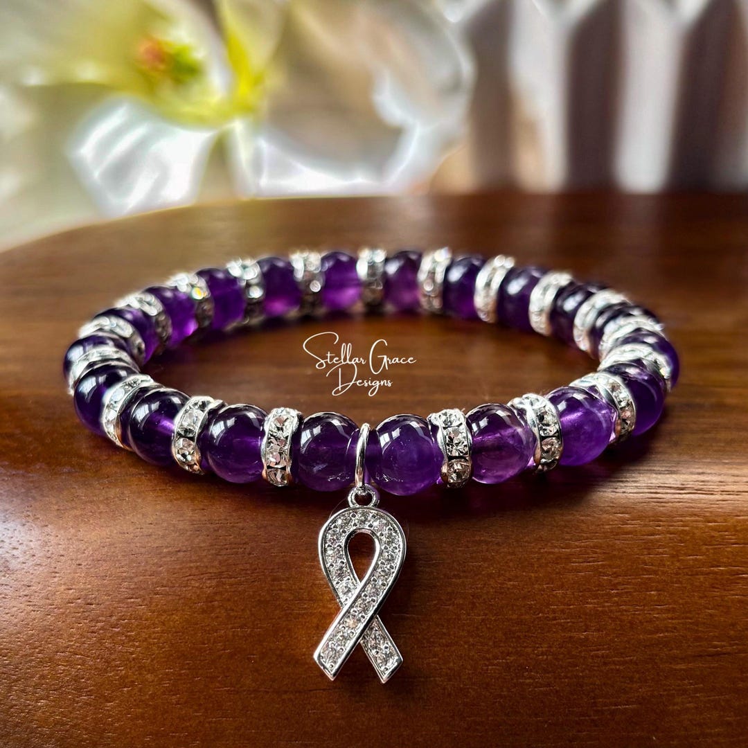 Sterling Silver Amethyst Purple Awareness Bracelet| Lupus, Pancreatic ...