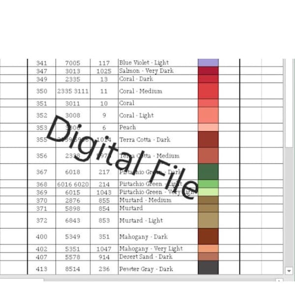 Cosmo dmc conversion chart - Etsy.de