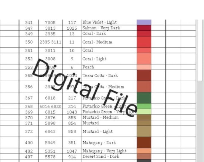 UPDATED!!!! DMC Anchor JP Coats Embroidery Floss Conversion Chart ...