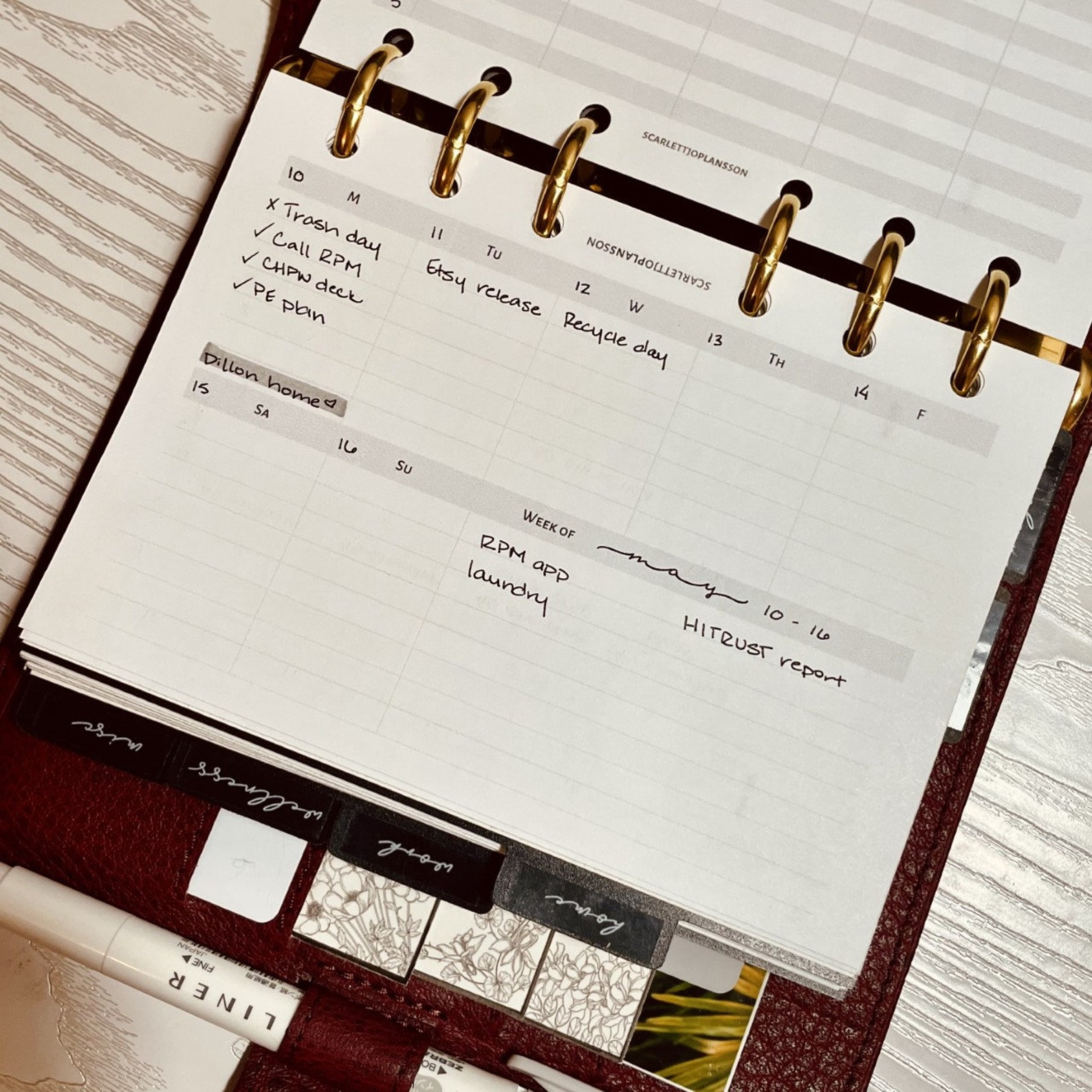 PW Weekly Schedule Tasks Printable Planner Insert Personal Wide Size 6 ...