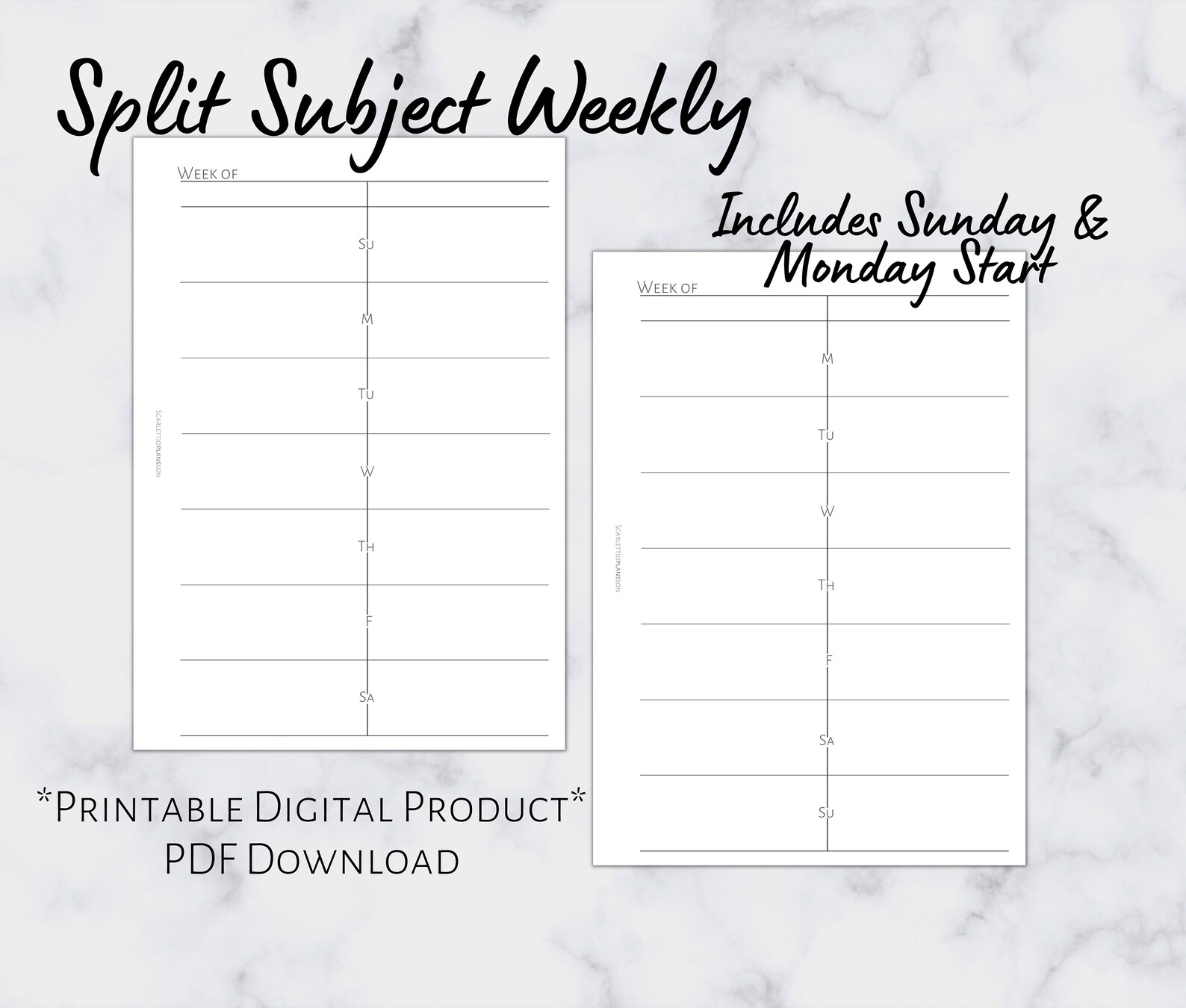 Pocket Split Subject Weekly Insert | Printable Planner Insert | Pocket ...