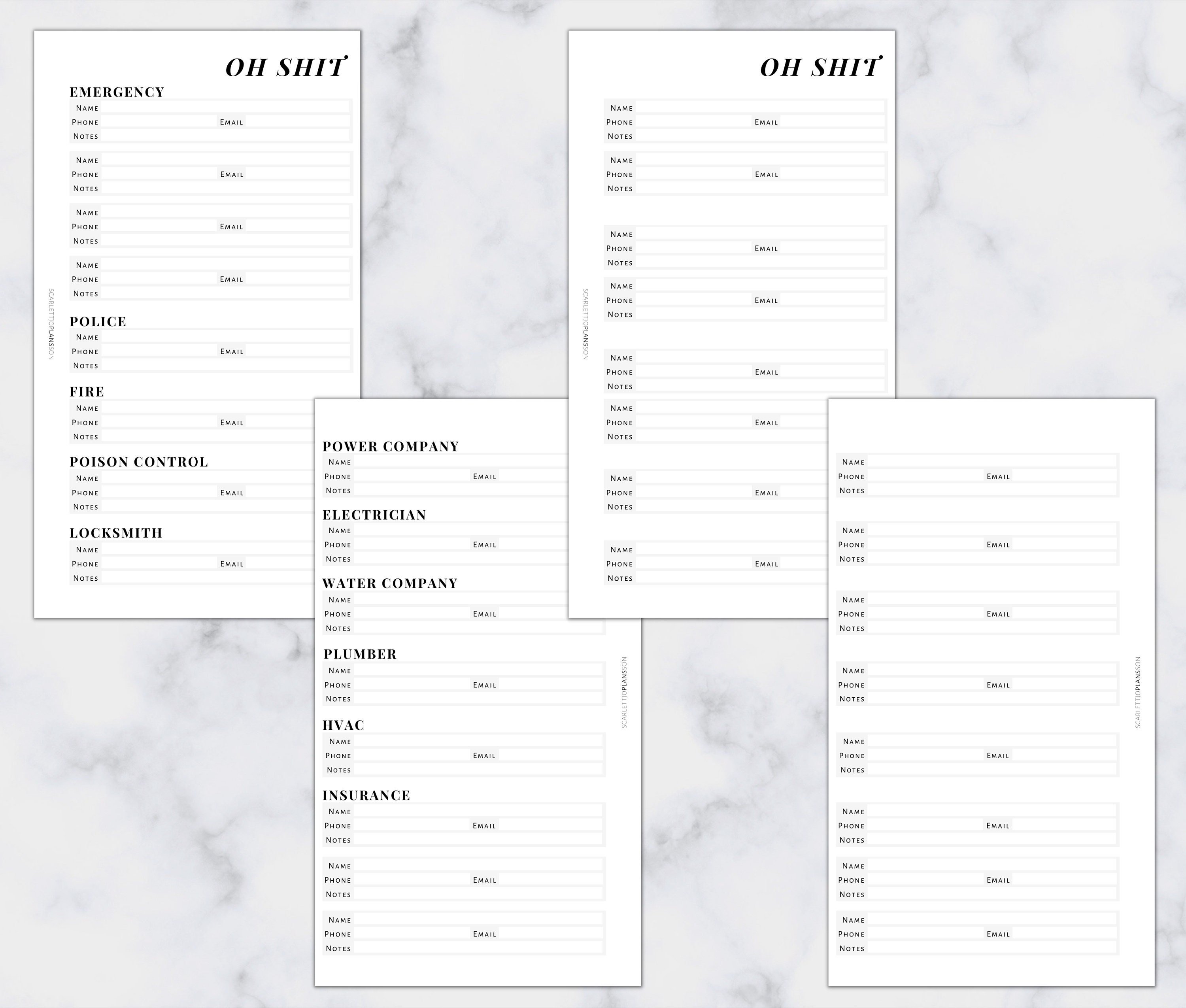 Personal Oh Shit List Printable Planner Insert Personal Size 6 Ring ...