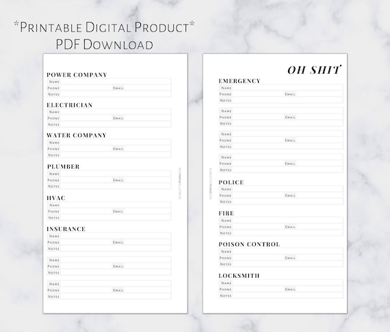 Personal Oh Shit List Printable Planner Insert Personal | Etsy