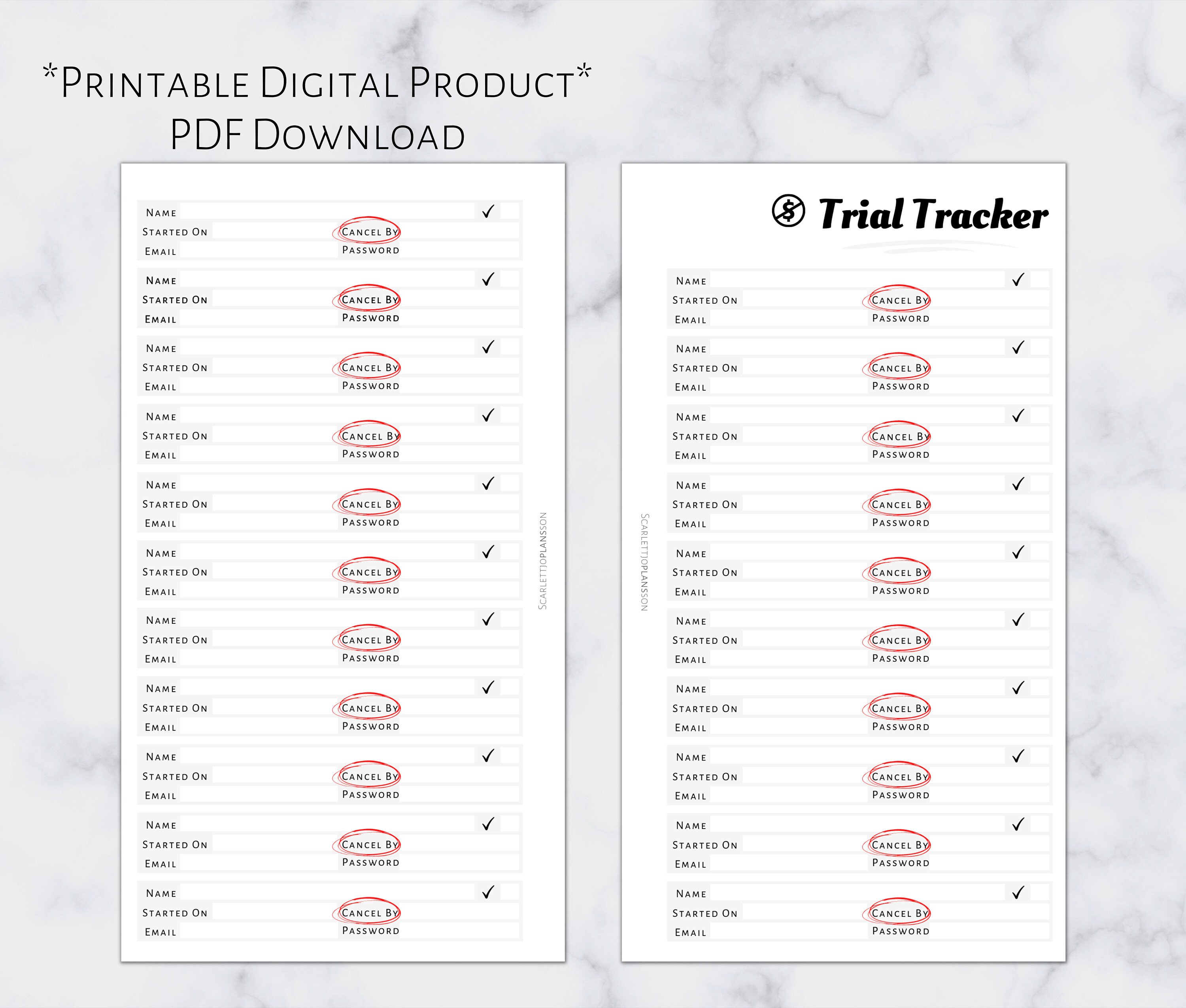 Personal Trial Tracker | Printable Planner Insert | Personal Size | 6 ...