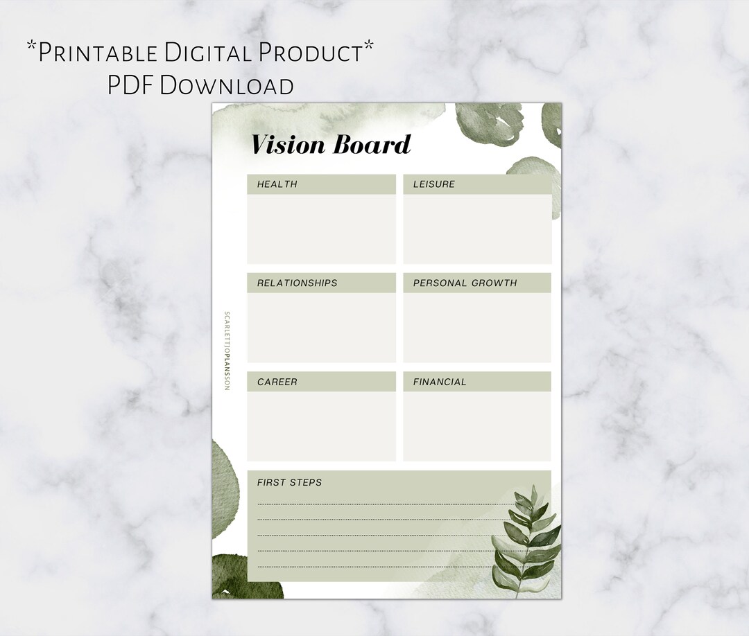 Pocket Vision Board Printable Planner Insert Pocket Size - Etsy