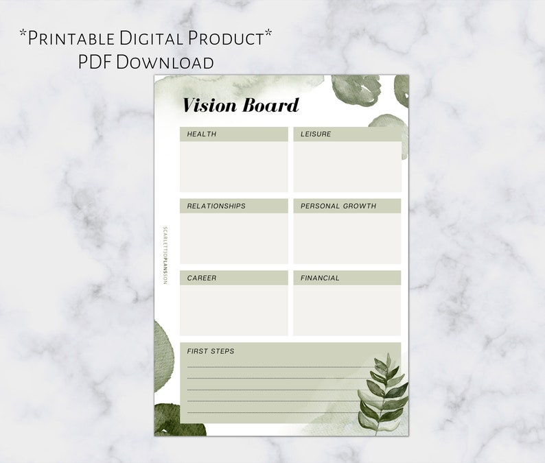 PW Vision Board | Printable Planner Insert | Personal Wide Size | 6 ...