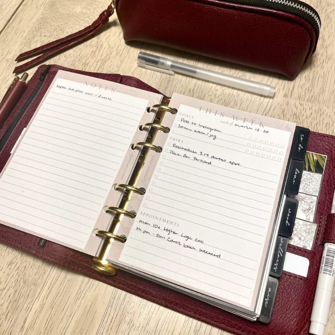 Pocket Focused Weekly Insert | Printable Planner Insert | Pocket Size ...