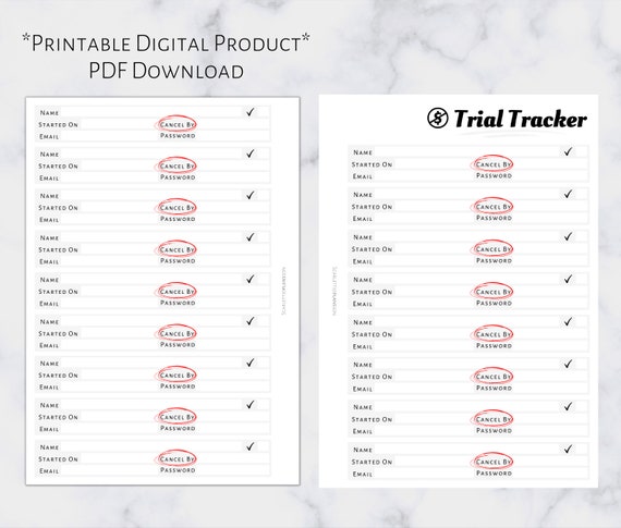 A5 Trial Tracker Printable Planner Insert A5 Size 6 Ring - Etsy