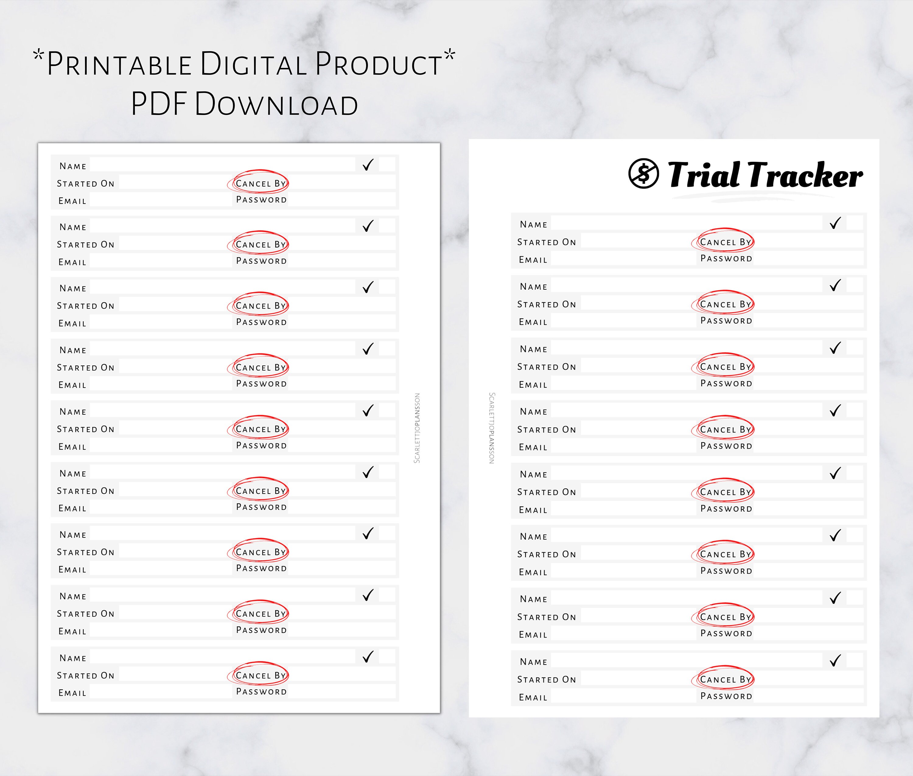 Pocket Trial Tracker | Printable Planner Insert | Pocket Size | 6 Ring ...