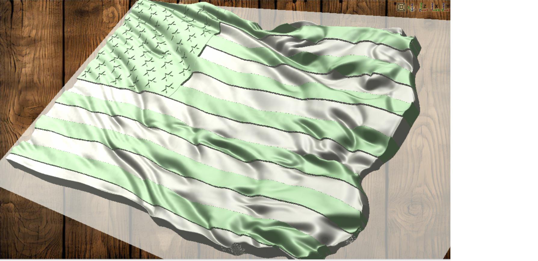 Realistic Wavy American Flag STL 3D. CNC STL, American Flag Stl ...