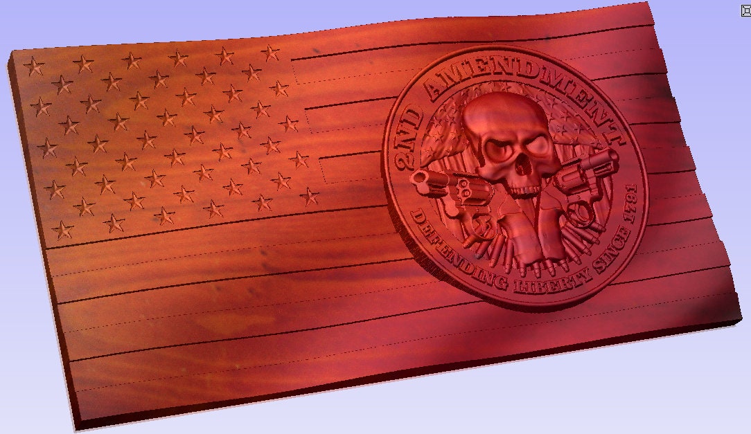Wavy 2nd Amendment American Flag STL 3D. Stl File for Download, CNC STL ...