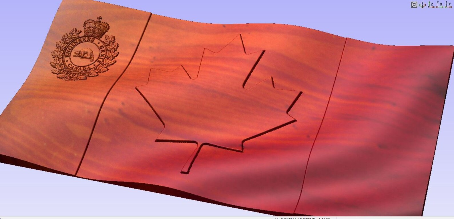 Wavy Canadian Flag With Royal Canadian Engineer Badge Stl File Download ...