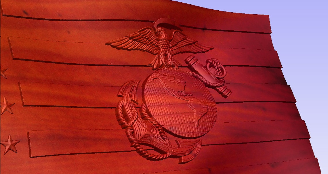 Wavy American Flag USMC STL 3D. Stl files for download. | Etsy
