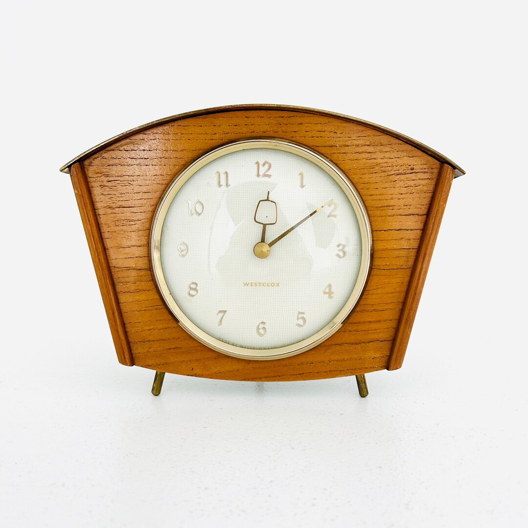 Westclox Mantel Clock Vintage 1950s 1960s Wood Surround Manual Wind up ...