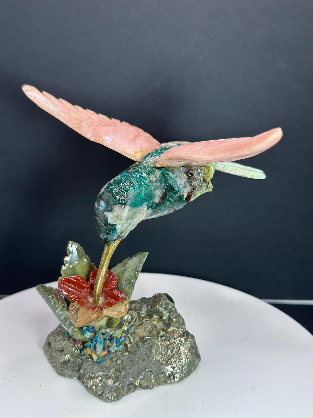 Crystal Hummingbird Statue/ Hand Carved/ Natural Stone/ Peruvian ...