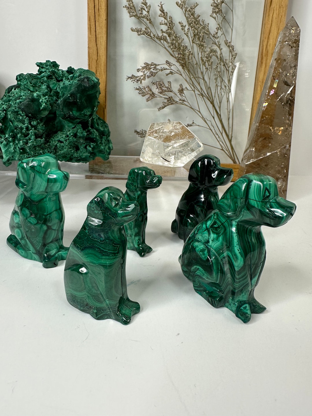 Polished Malachite Dog Carving/statue/home Decor/office Decor/gift - Etsy