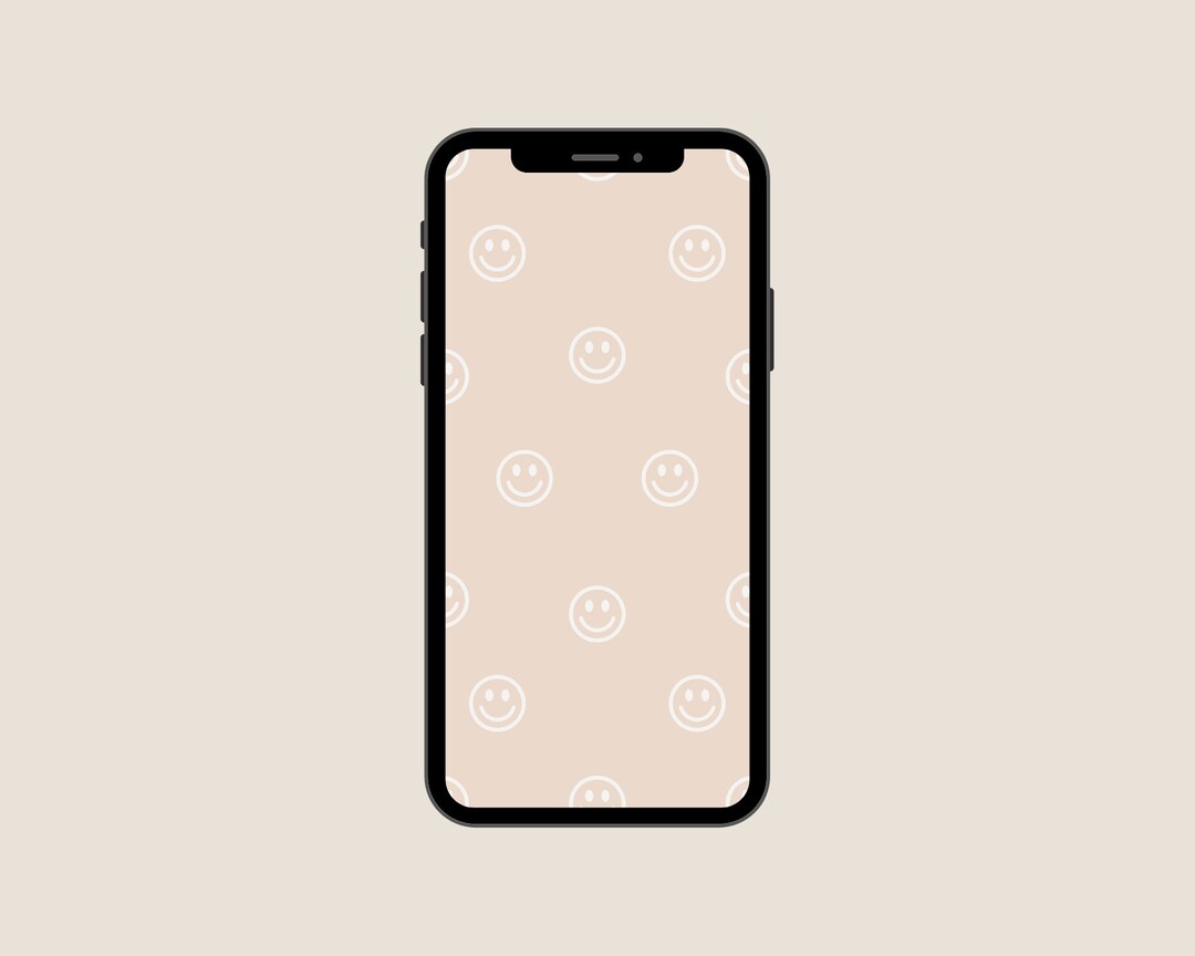 Smiley Face Phone Wallpaper iPhone & Android Wallpaper Trendy Beige ...