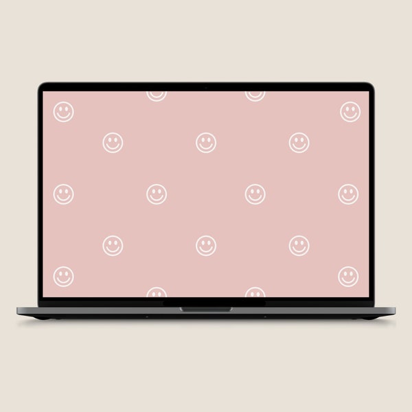 Desktop Wallpaper Smiley Face Pink - Etsy