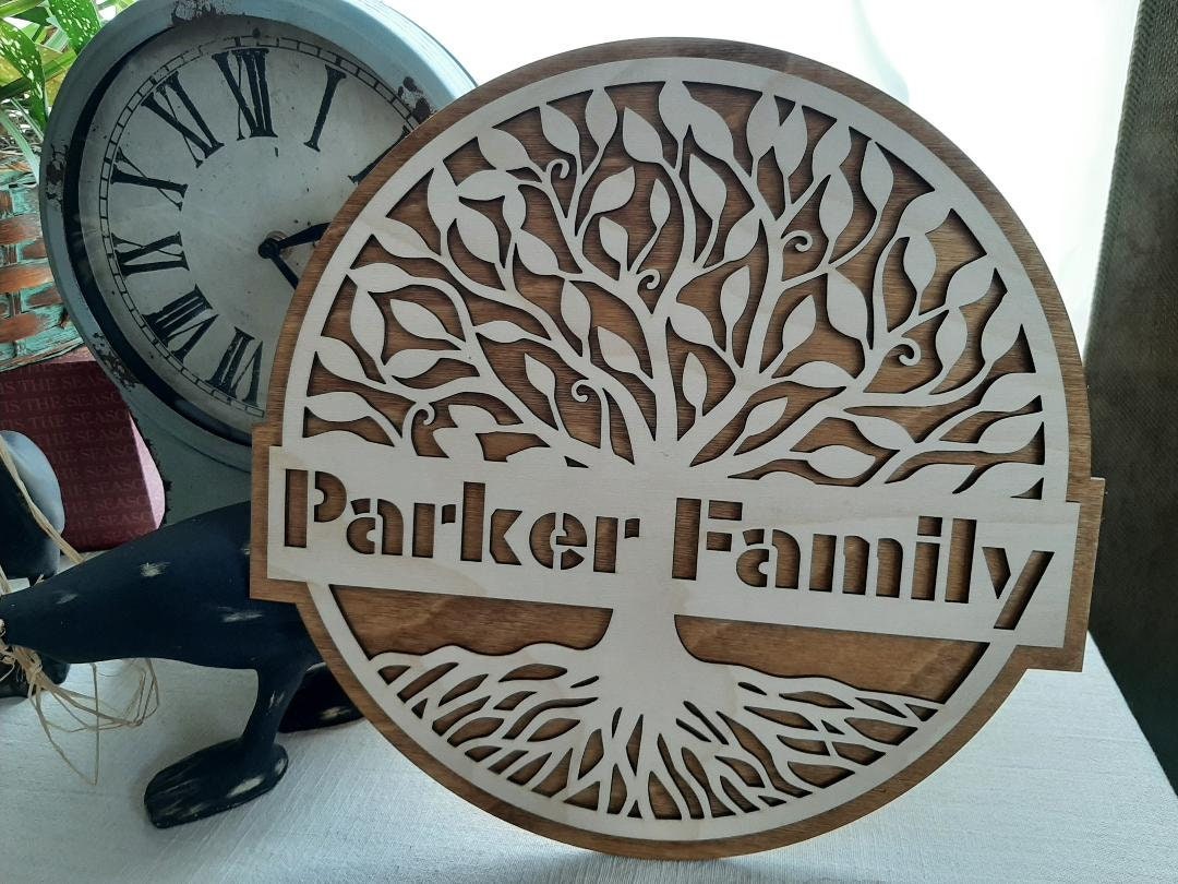 Family Tree SVG DXF Design File Sign, Family Tree Monogram, Family Tree ...