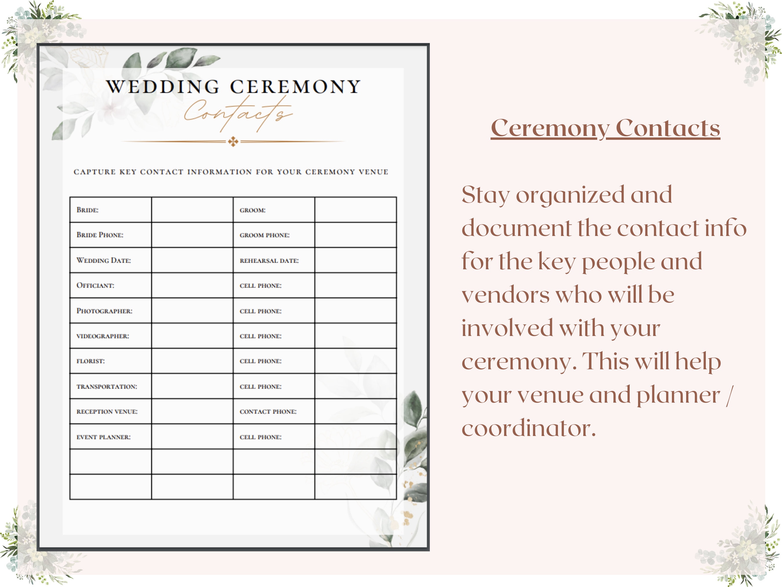 Printable Wedding Ceremony Planner - Etsy