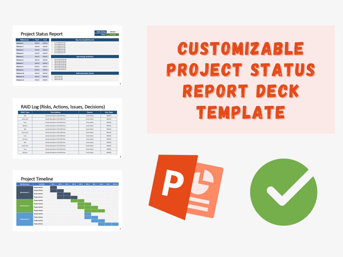 Customizable Project Status Report Deck Template | Etsy
