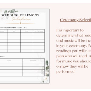 Printable Wedding Ceremony Planner - Etsy