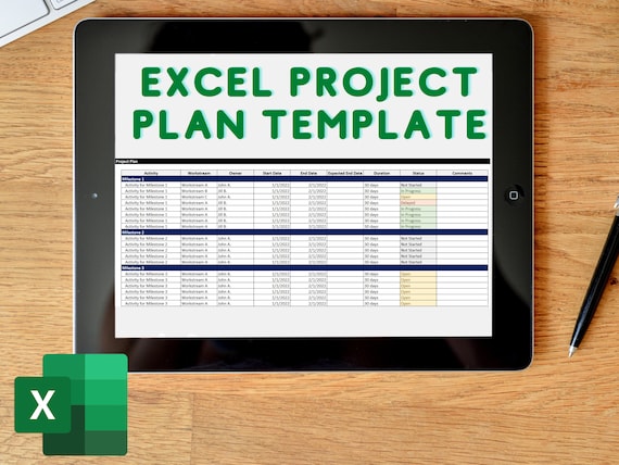 Excel Project Plan Template - Etsy