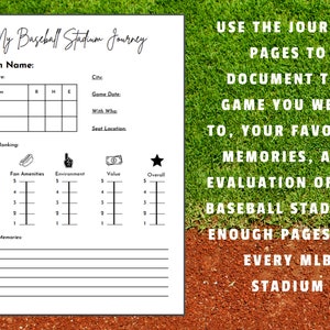 Baseball Stadium Printable Travel Journal - Etsy
